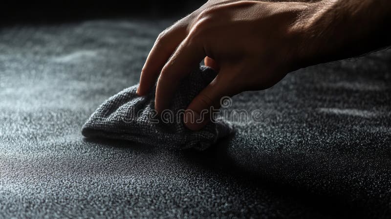 Close Up of Hand Wiping Dusty Surface with Rag Stock Illustration ...