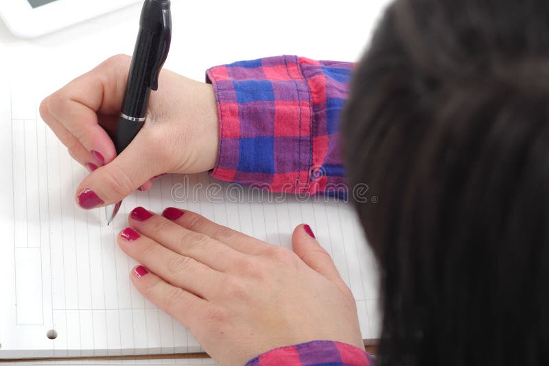 Close Up of Hand of Woman Taking Notes Stock Image - Image of hand ...