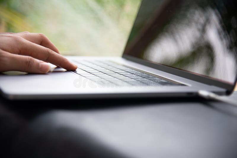 Close Up Hand Women Using Laptop Stock Photo - Image of girls, blonde ...