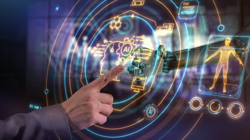 Working with a Virtual Touchpad with Artificial Intelligence. Stock ...