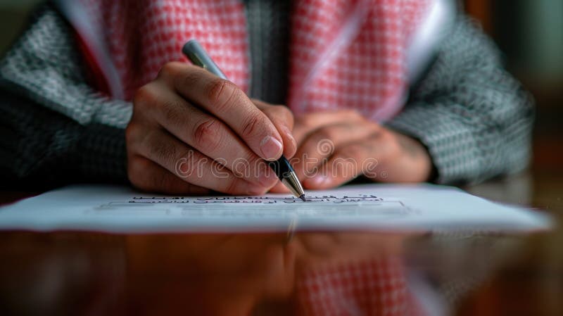 Close-up of a Hand Writing in Arabic Stock Illustration - Illustration ...