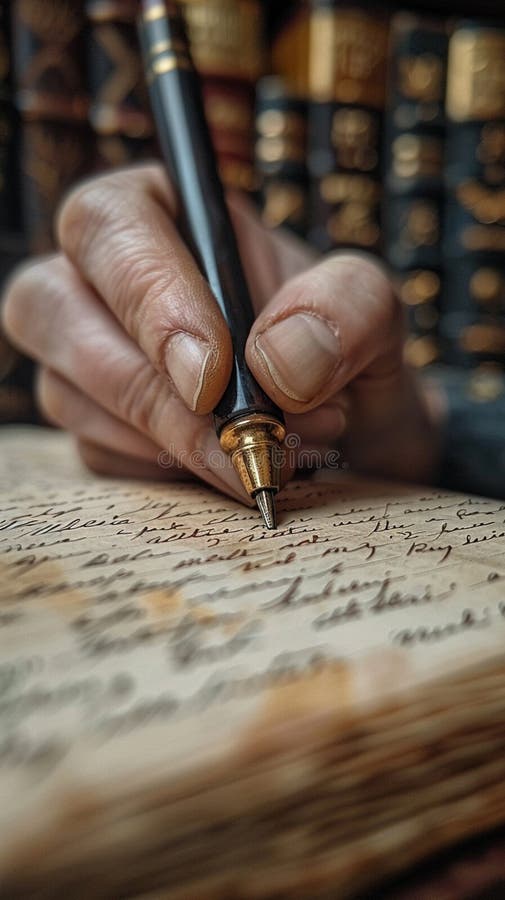 Close-up of a Hand Writing in a Journal Stock Photo - Image of compose ...