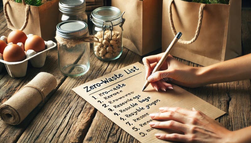 Writing a Zero-Waste List with Eco-Friendly Products Stock Image ...