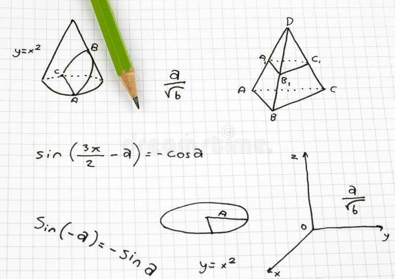 Close-up of Hand Written Mathematical Formulas. Stock Photo - Image of ...