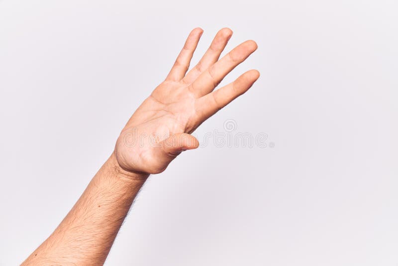 Close Up of Hand of Young Caucasian Man Over Isolated Background ...