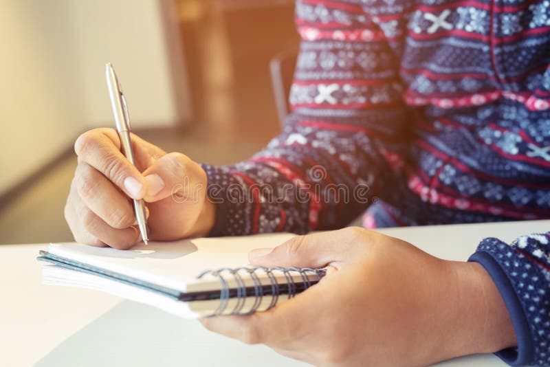 Close Up Hand Young Man are Sitting Using Pen Stock Image - Image of ...