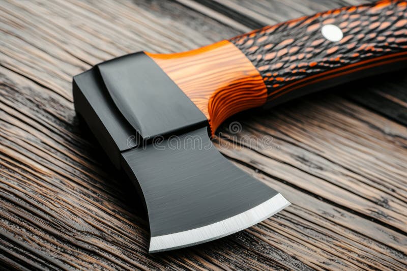 Close-up of a Handcrafted Axe with Intricate Handle Design on Rustic ...