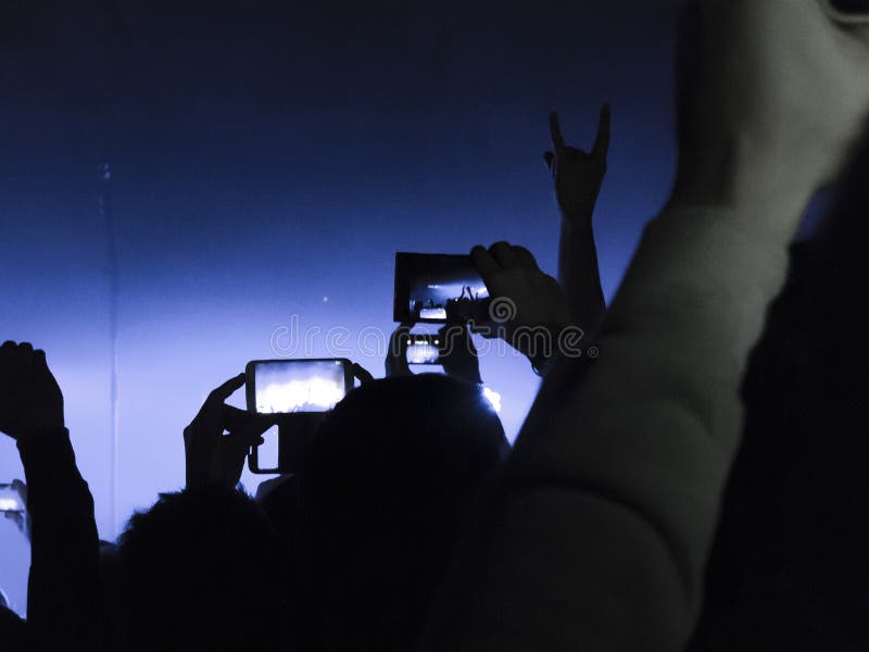 Filming Concert on Smartphone Stock Image - Image of audience, concert ...