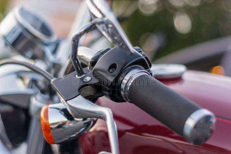 Close-up of the Handle on the Handlebars of a Motorcycle Stock Photo ...