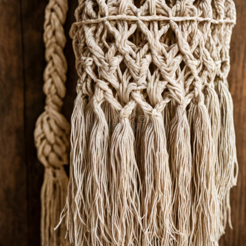 Handmade Beige Macrame Detail with Braided Rope Stock Photo - Image of ...