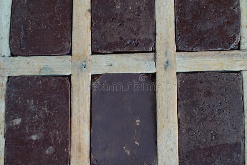 Close-up of Handmade Chocolate Blocks Inside Rustic Wooden Frames Stock ...