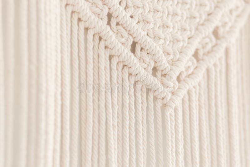 Close Up of Handmade Cotton Macrame Panel. Texture. Background. Stock ...