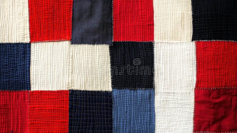 Red White Blue Patchwork Quilt Fabric Texture Background Stock ...