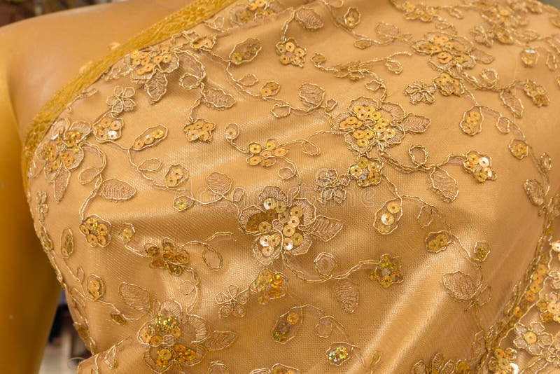 Close Up Handmade Sequin Cloth for Buddha Stock Image - Image of glossy ...