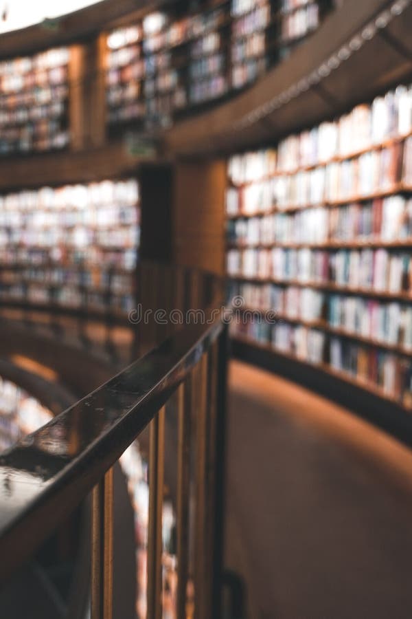 Close Up of a Handrail in a Library Stock Photo - Image of large, room ...