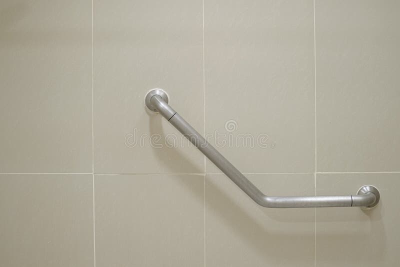 Close Up Handrail on the Tile Wall for Support Disabled and Elder ...