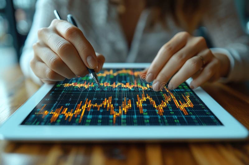 Close-up of Hands Analyzing Stock Market Data on a Tablet Device Stock Image - Image of ...