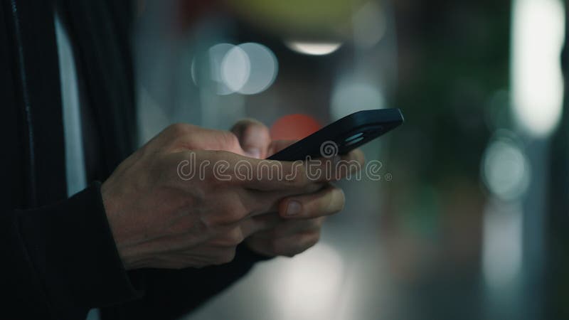 Anonymous Person Using Cell Phone with Wireless Connection Stock ...