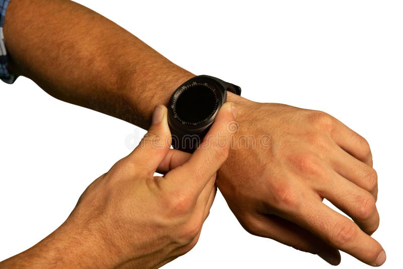 Young Man Using a Smartwatch Stock Photo - Image of shot, smart: 163827896