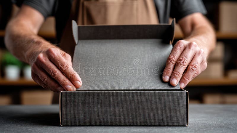 Close Up of Hands Assembling Custom Product Packaging Box with Care and ...