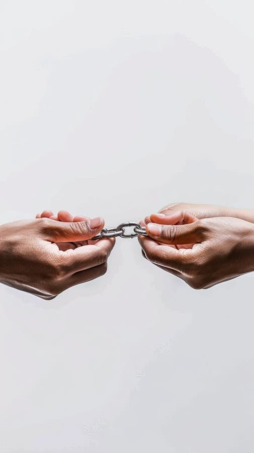 Close-up of Hands Breaking Chains, Symbolizing Strength, Emancipation ...