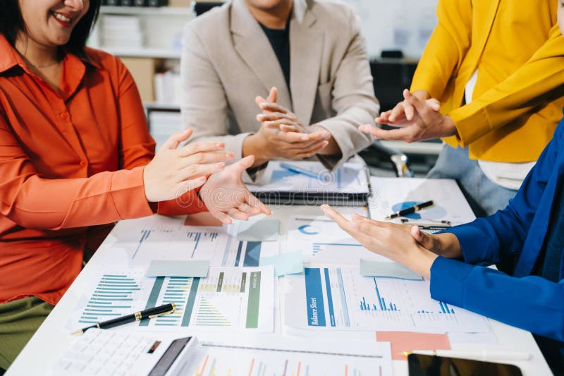 Close Up on Hands of Business People Join Together Their Hands Together ...