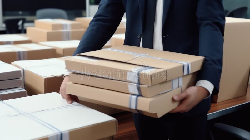 Delivery Serviceman while Working in a Postal Service Warehouse. Stock ...