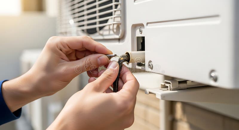 AC Unit Repair stock photo. Image of cable, house, connecting - 384317148