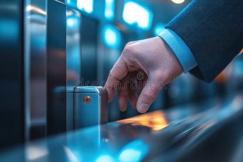 Close-Up of Hands Checking a Silver Suitcase at an Airport Checkpoint ...