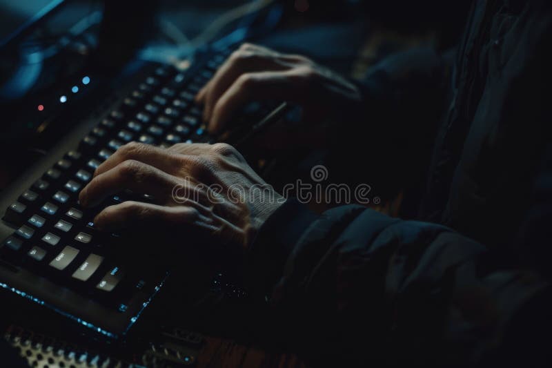 Close-up of Hands on Computer Keyboard Stock Illustration ...
