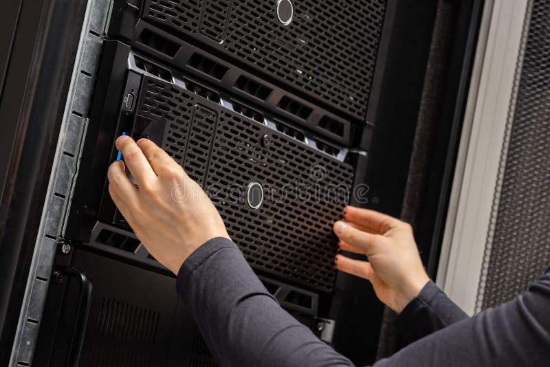 Installing Rack Server stock photo. Image of occupation - 29555588