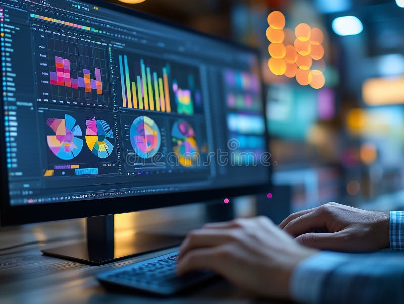Close Up of Hands Designing Graphic Work in Front of Computer Screen ...