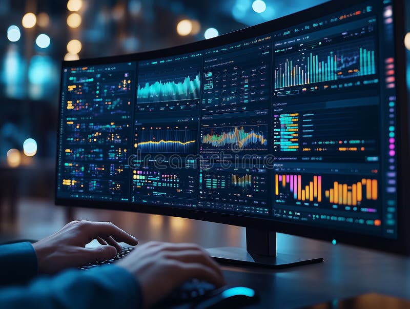 Close Up of Hands Designing Graphic Work in Front of Computer Screen ...