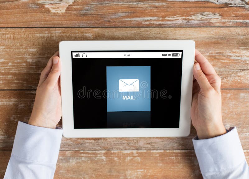 Close Up of Hands with Email Message on Tablet Pc Stock Image - Image ...