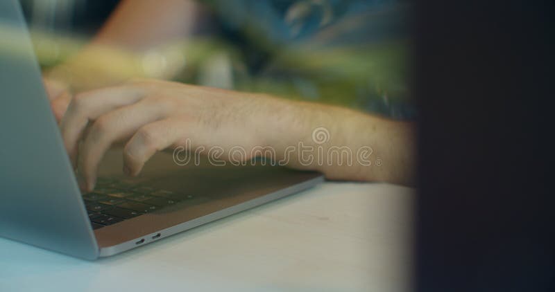 Close Up Hands Engineers Developing Software App Using Digital Laptop Computer Typing Code on ...