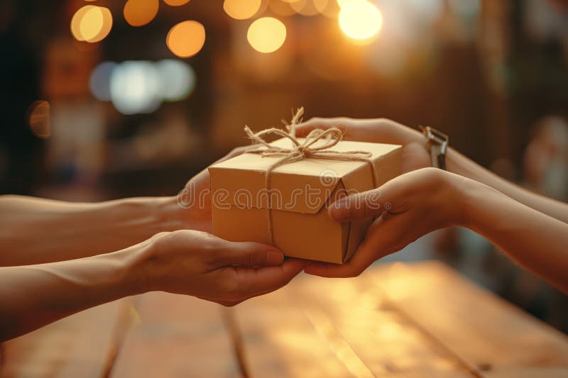 Close-up of Hands Exchanging a Gift Stock Photo - Image of sharing ...