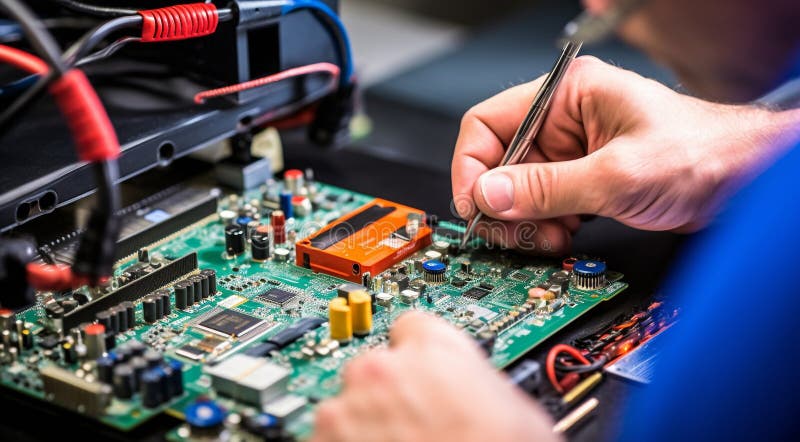 Hands Fixing Computer Board, Computer Board Close-up, Person Fixing ...