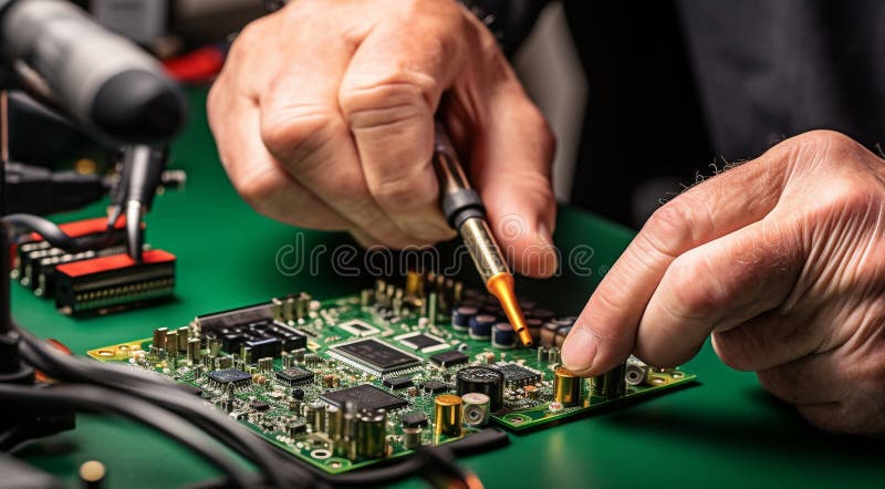 Hands Fixing Computer Board, Computer Board Close-up, Person Fixing ...
