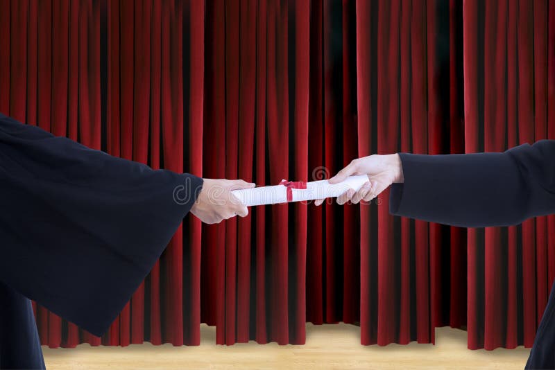 Close-up Hands Giving Certificate on Graduation Day Stock Photo - Image ...