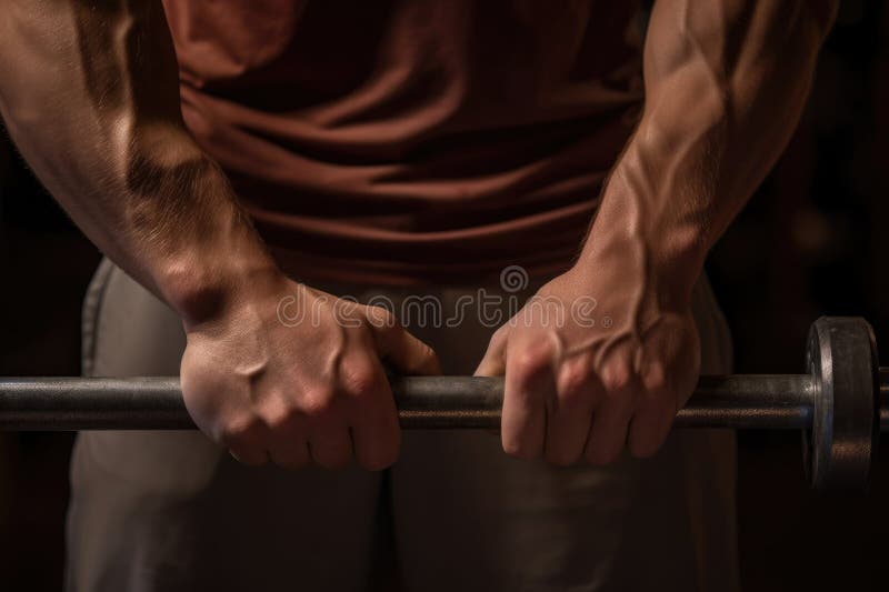 A Close-up of Hands Gripping a Barbell in a Gym Stock Illustration ...