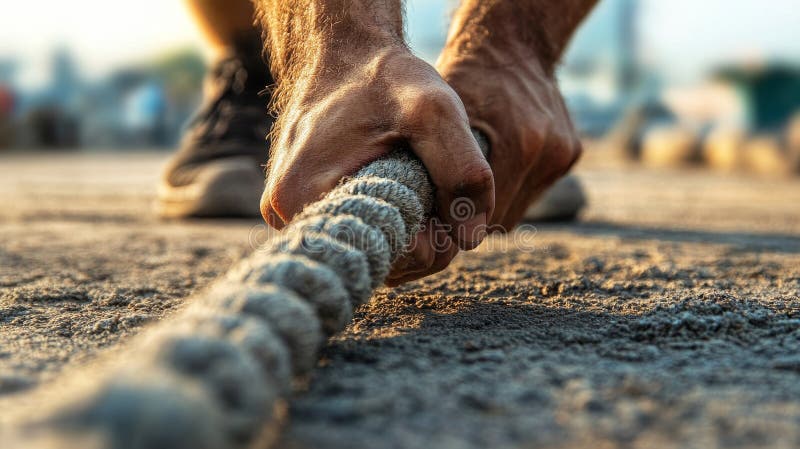 A Close-up of Hands Gripping the Handles of a Jump Rope, with the ...