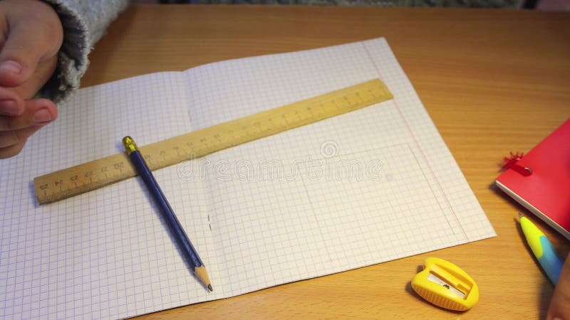 Close-up Hands of High School Student Doing Geometry Task. Stock Video ...