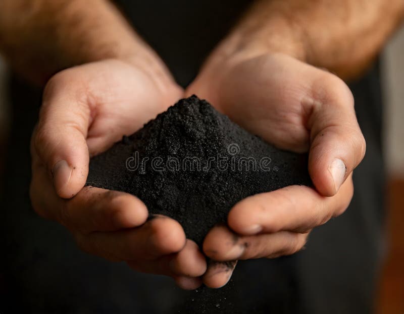 Close-up of Hands Holding Black Powder Stock Illustration ...