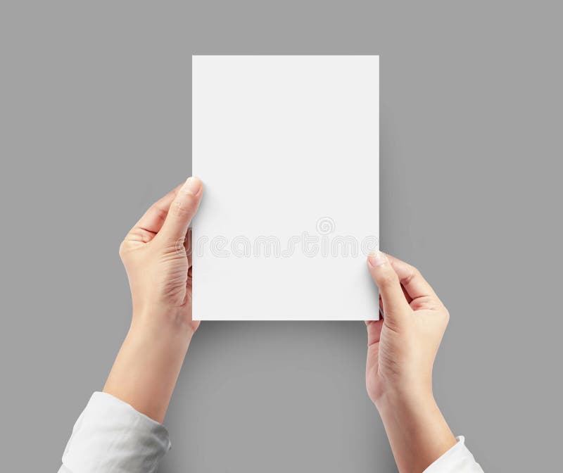 Close Up Hands Holding Blank Paper for Work Top View Stock Image ...