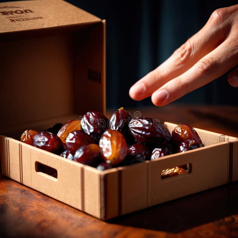 Close-up of Hands Holding Dates into a Box Stock Illustration ...