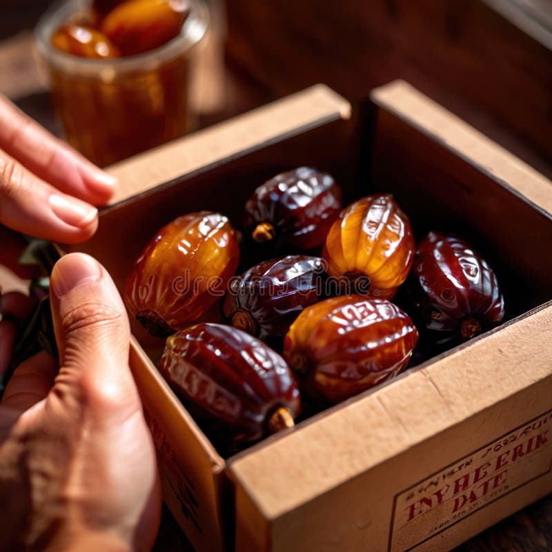 Close-up of Hands Holding Dates into a Box Stock Illustration ...