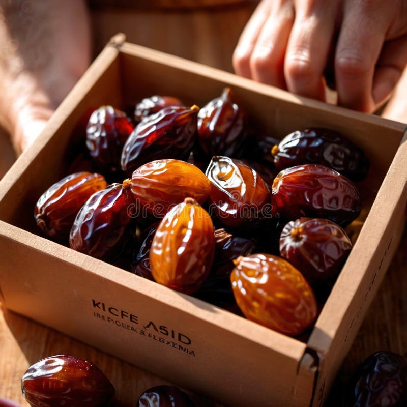 Close-up of Hands Holding Dates into a Box Stock Illustration ...