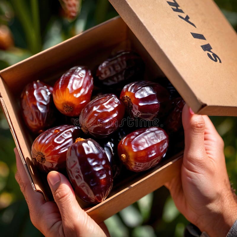 Close-up of Hands Holding Dates into a Box Stock Illustration ...