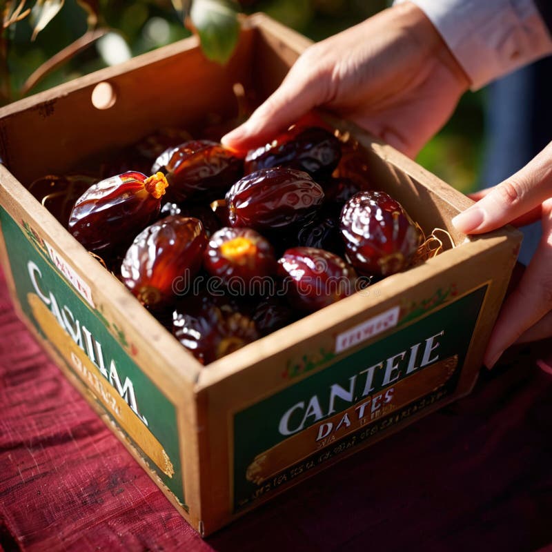 Close-up of Hands Holding Dates into a Box Stock Illustration ...