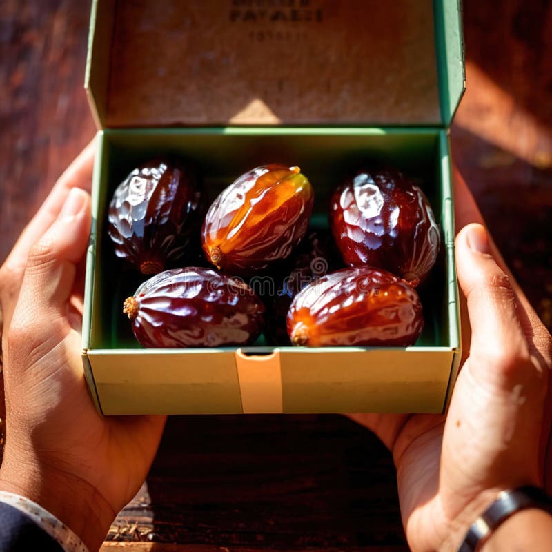 Close-up of Hands Holding Dates into a Box Stock Illustration ...
